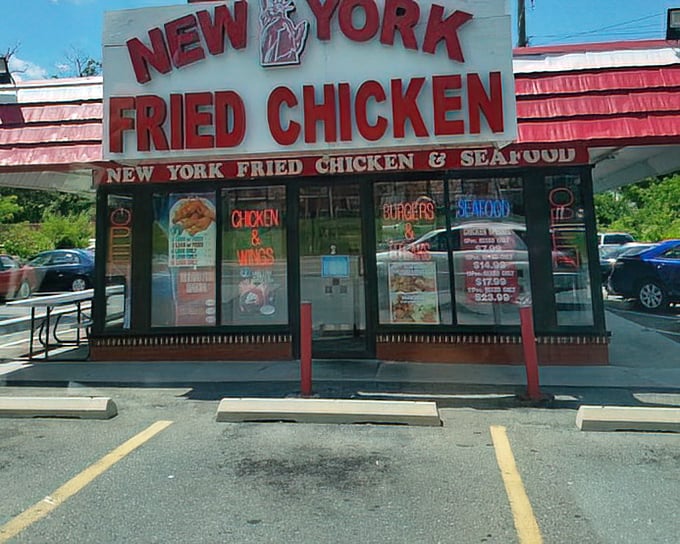The bold red sign cuts to the chase &ndash; this is New York Fried Chicken, where big flavor comes in small packages.