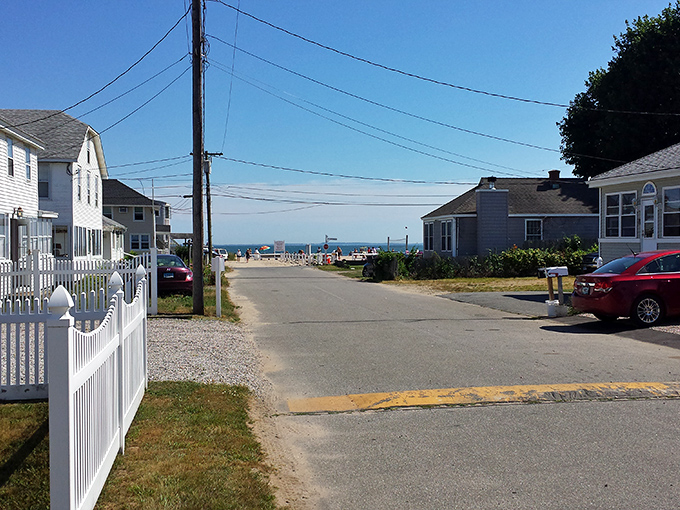 That glimpse of blue ocean at the end of a residential street is like Connecticut winking at you, promising beach rewards ahead.