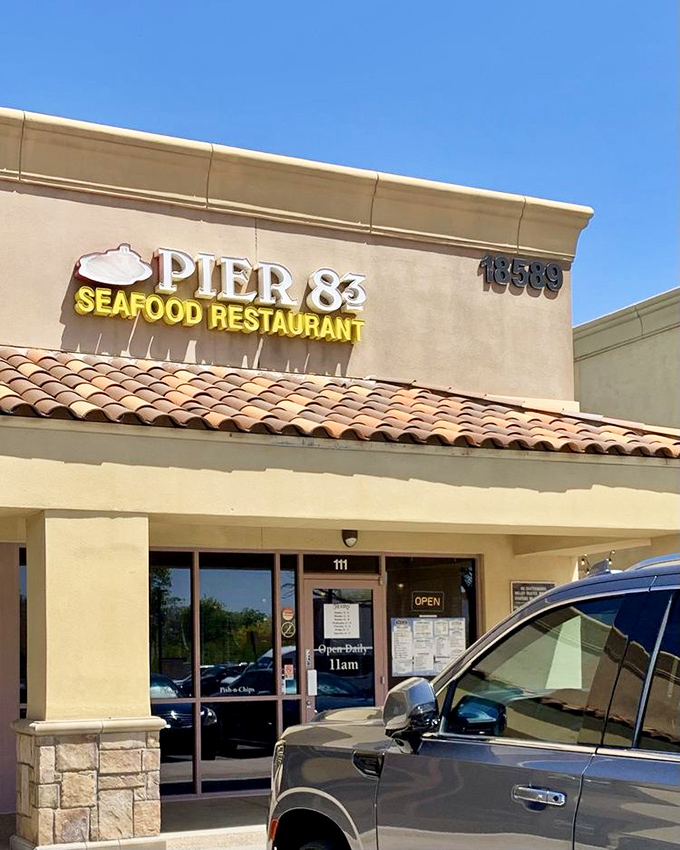 Oscar's Pier 83's straightforward signage promises no-nonsense, delicious seafood in a casual setting.