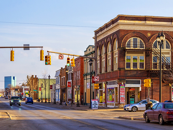 Toledo's colorful downtown buildings offer affordable housing with architectural character. That teal facade would brighten any retiree's day!