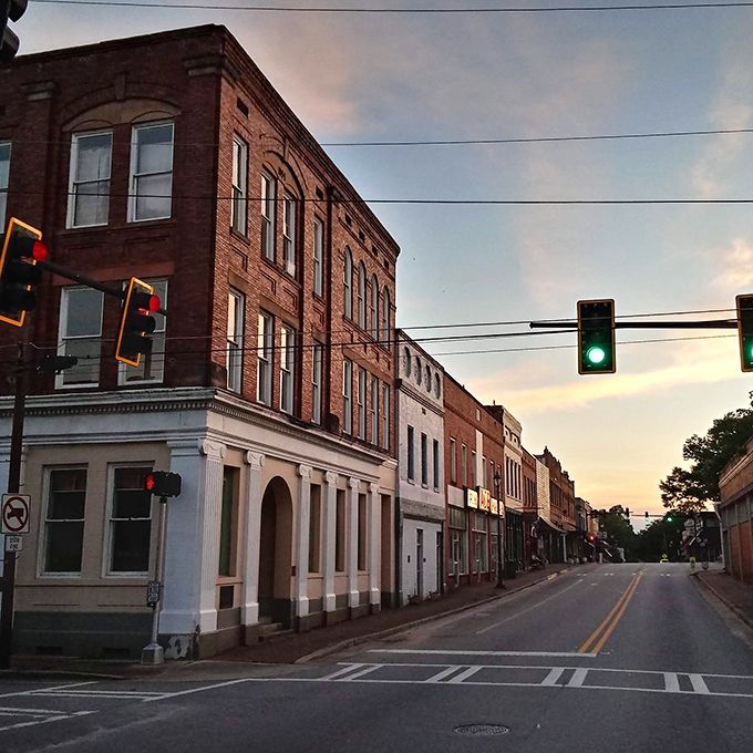 Washington's sunset paints brick facades in golden light, turning an ordinary Georgia evening into an Edward Hopper painting with Southern accents.