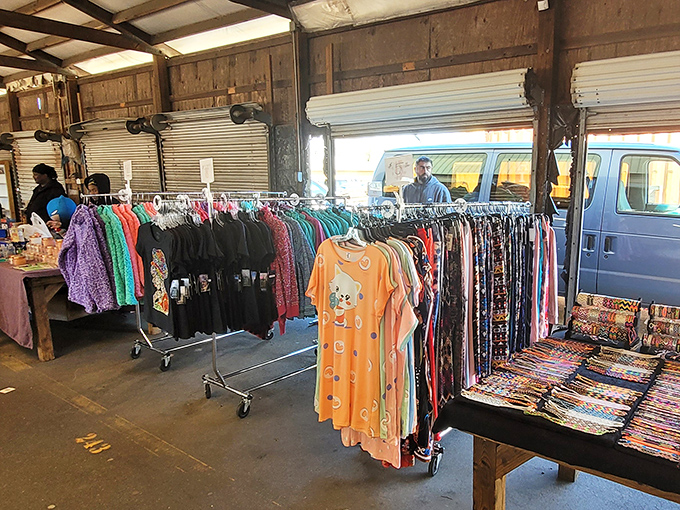 The organized rows of merchandise create a shopper's paradise where systematic browsing leads to unexpected treasure discoveries.