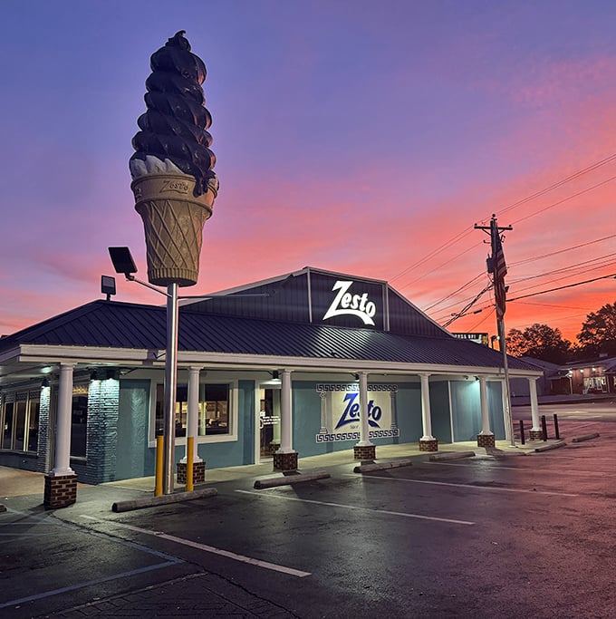 That giant ice cream cone might catch your eye first, but trust me – Zesto's chicken will capture your heart forever.