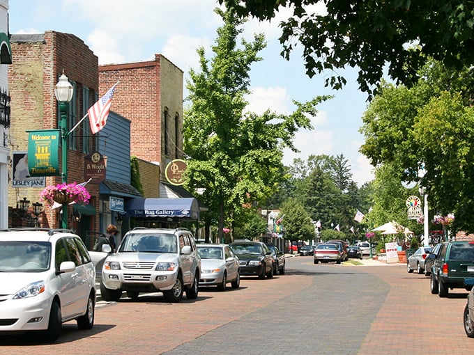 Zionsville's brick streets whisper stories of simpler times when neighbors knew each other's names.