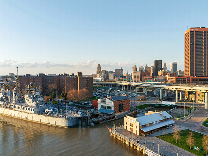 A warm sunset reflects over Lake Erie, highlighting Buffalo’s bright future and your affordable homeownership dreams.