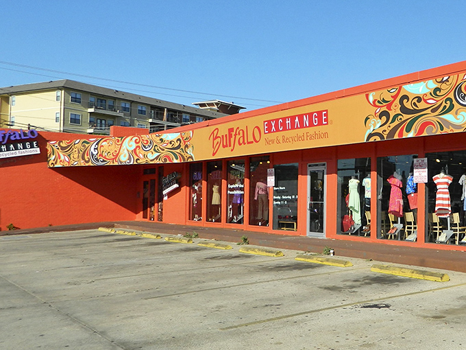 The colorful storefront promises curated vintage finds mixed with contemporary style discoveries inside.