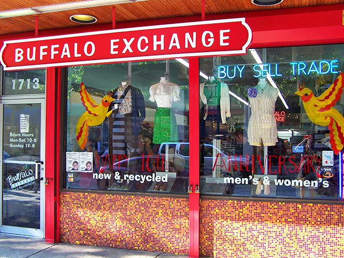 That colorful storefront promises fashion finds that are actually fashionable - imagine that in thrifting!