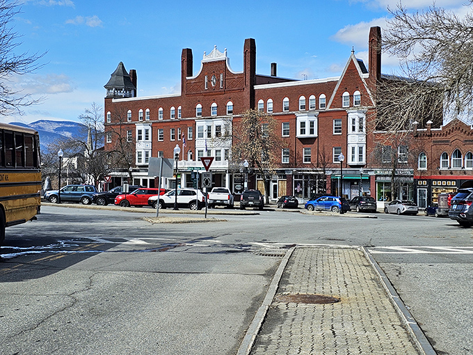 Renaissance meets rural America! Claremont's ornate brick masterpiece stands against mountain backdrops like European royalty at a barn dance.