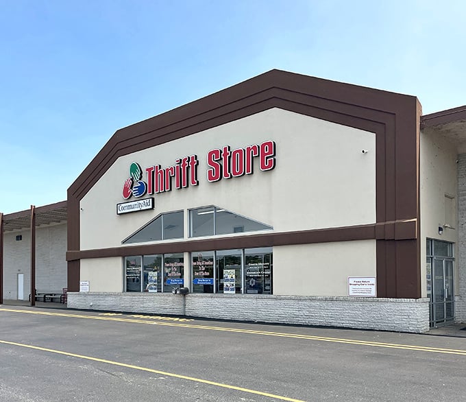 CommunityAid entrance: "Retail therapy with a conscience. This clean, bright entrance leads to aisles of guilt-free shopping adventures."