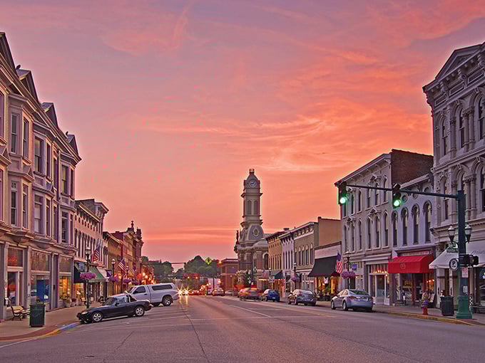 E-town's main street buildings huddle together like old friends sharing stories that improve with each telling.