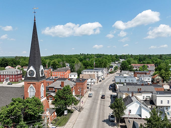 Small-town perfection captured from above, where community spirit meets reasonable living costs.