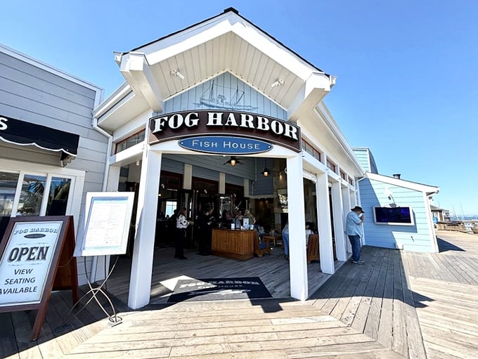 That weathered pier charm hides some of San Francisco's most elegant seafood dining behind those welcoming doors.