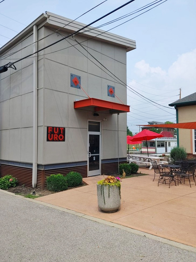 Clean lines and bright red accents welcome pizza explorers to Futuro, where simplicity in design meets complexity in flavor.