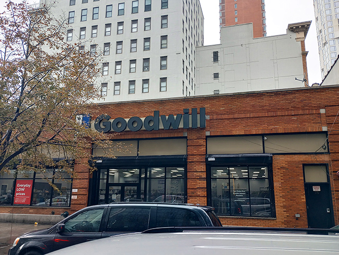 Goodwill Brooklyn: A trusted thrift destination where the brick storefront welcomes bargain seekers from the city.