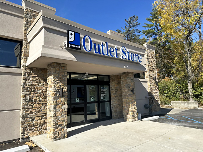 That stone facade entrance welcomes serious bargain hunters ready for Cincinnati's ultimate thrift shopping challenge.