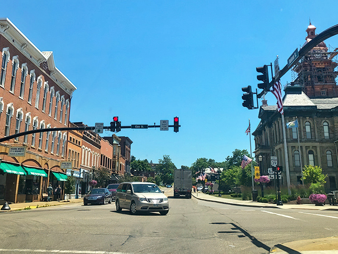 This rural road cutting through Holmesville offers the kind of peaceful drive that makes you roll down the windows and breathe deeply.
