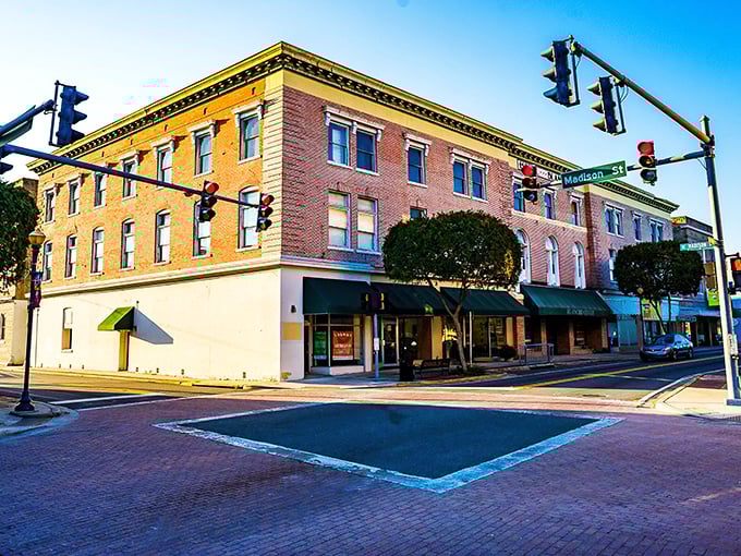 Historic buildings frame Lake City's main street, creating a corridor of charm that feels frozen in time.