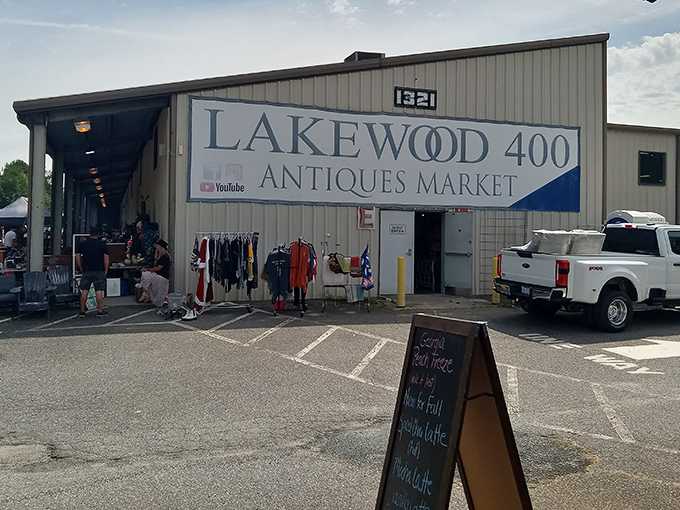 The warehouse entrance hints at the industrial-sized selection of antiques waiting inside this Cumming treasure destination.