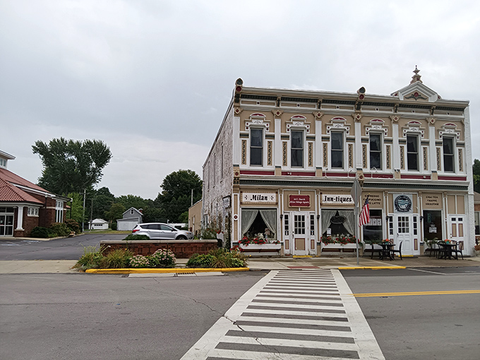 This Milan storefront with outdoor seating invites you to relax and watch your Social Security check work harder than it would in the big city.