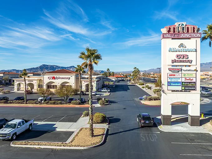 The wide streets of Pahrump lead to shopping centers where prices are as pleasant as the mountain views.