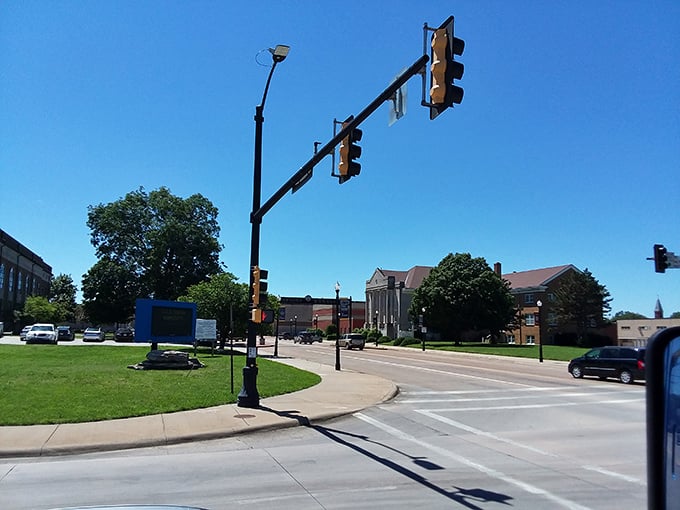 Green spaces and tree-lined streets soften the urban edges, creating a downtown that feels welcoming rather than harsh and concrete-heavy.