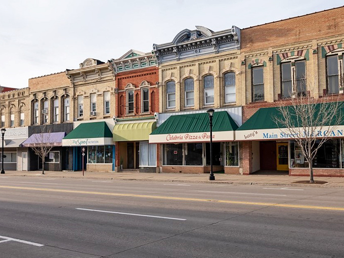 Old buildings watch over Reedsburg like faithful sentinels, their colorful awnings adding cheerful notes to the streetscape.
