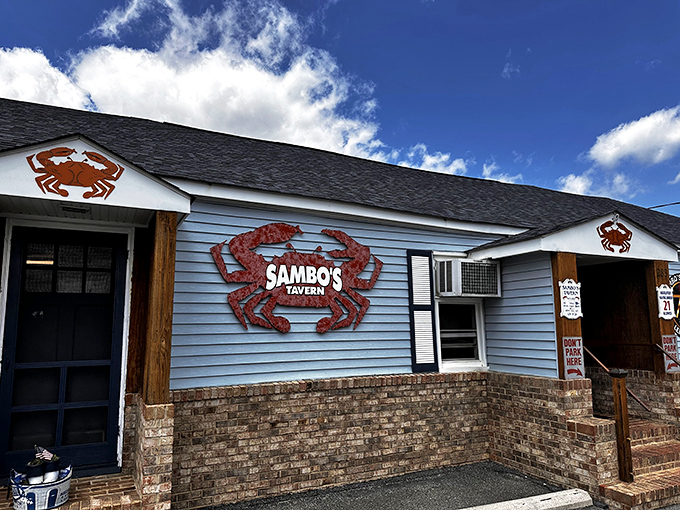 Sambo's blue exterior and crab signage tell you exactly what they're about &ndash; no frills, just fantastic crabs.