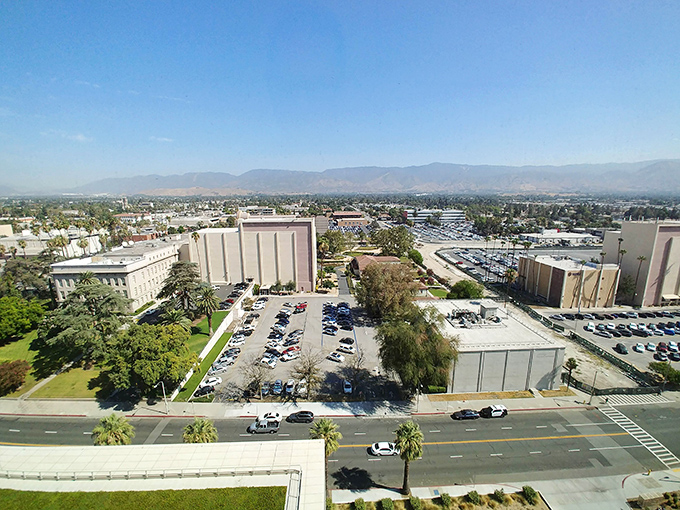 From above, San Bernardino's historic downtown reveals affordable housing and a welcoming atmosphere for retirees.