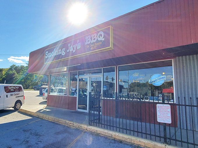 That vintage storefront charm meets modern barbecue excellence, creating a combination that keeps Omaha coming back for more.