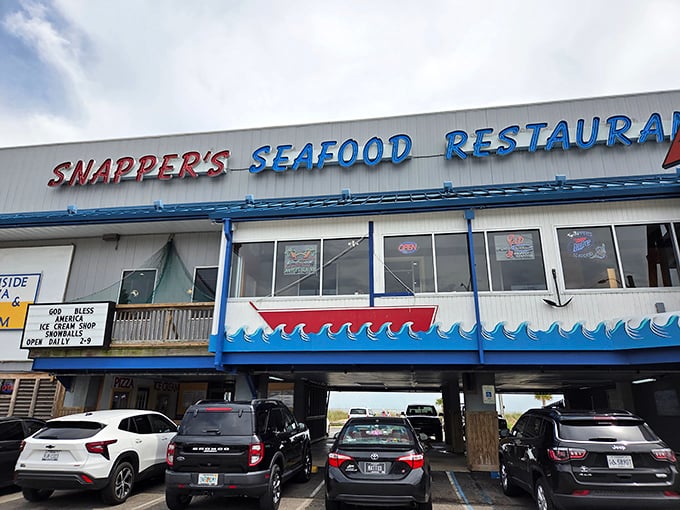 That classic raised beach restaurant design means parking underneath and walking up to seafood heaven&mdash;a small price for coastal dining perfection.