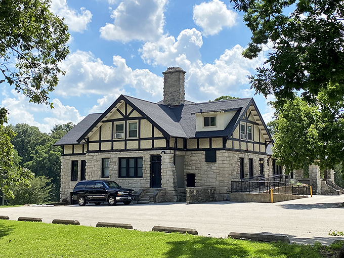 This Tudor-style stone building in Springfield represents the architectural diversity and character found in Illinois' affordable capital city.