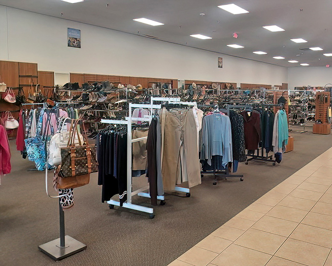 Clean, professional appearance signals that this thrift store takes both merchandise quality and customer service seriously.