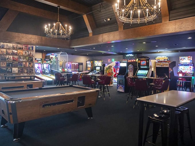 Where chandeliers meet arcade games – The Supper Club blends sophisticated dining with playful entertainment.