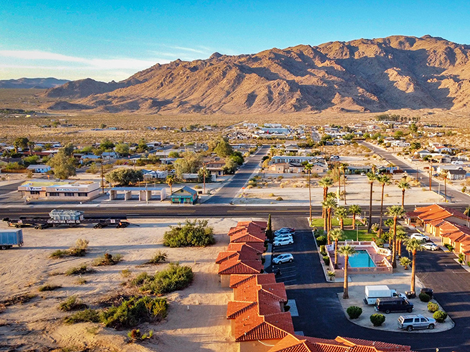 The desert vista from Twentynine Palms reveals mountains on the horizon &ndash; nature's version of a meditation app backdrop.