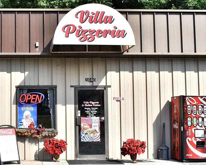 Don't let Villa's simple storefront fool you &ndash; inside those doors is pizza worth riding miles for, as those bikers clearly know.