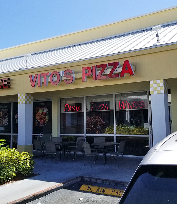 This unassuming yellow building houses pizza perfection &ndash; Vito's proves great things don't need fancy packaging.