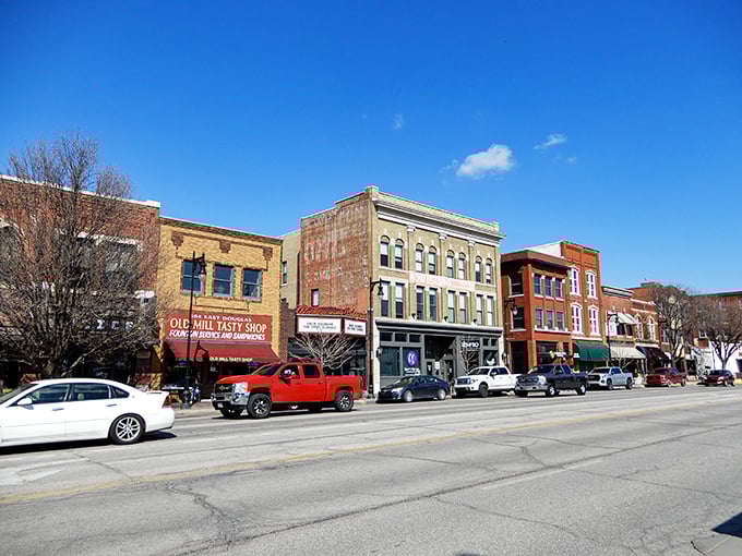 Wide boulevards and mature landscaping show that Kansas's largest city still values walkable, human-scaled neighborhood centers.