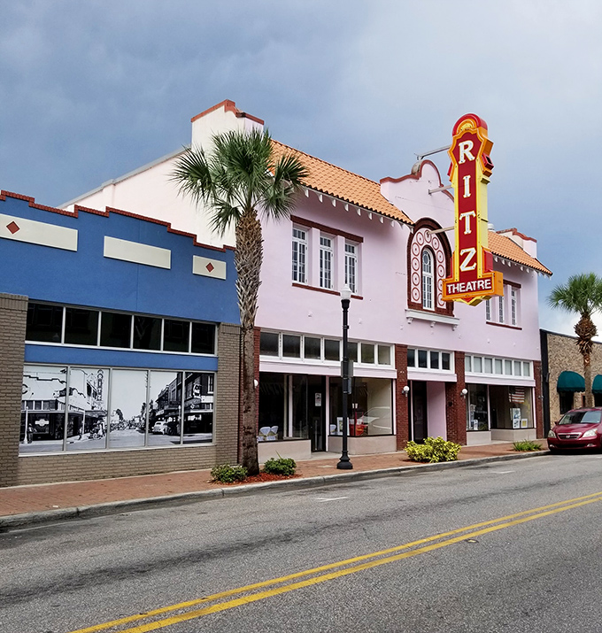 Palm trees and historic buildings create the perfect backdrop for leisurely afternoon explorations.