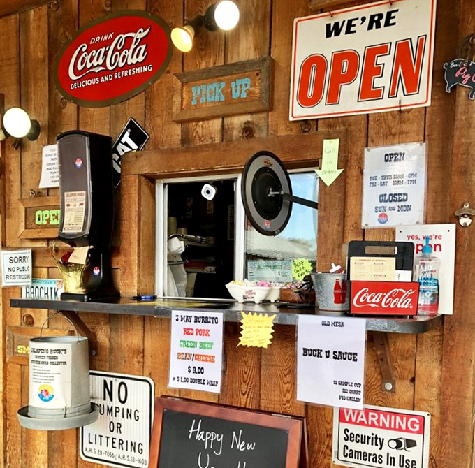The order window decorated with enough personality to make a Vegas casino jealous.