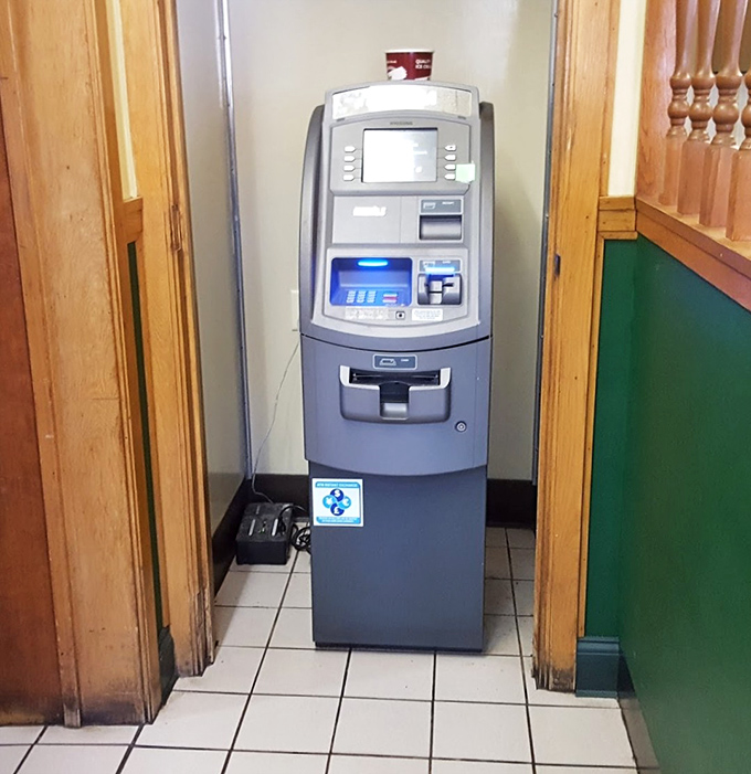 Even the ATM looks like it belongs in a Norman Rockwell painting. Some modern conveniences blend seamlessly into timeless spaces.