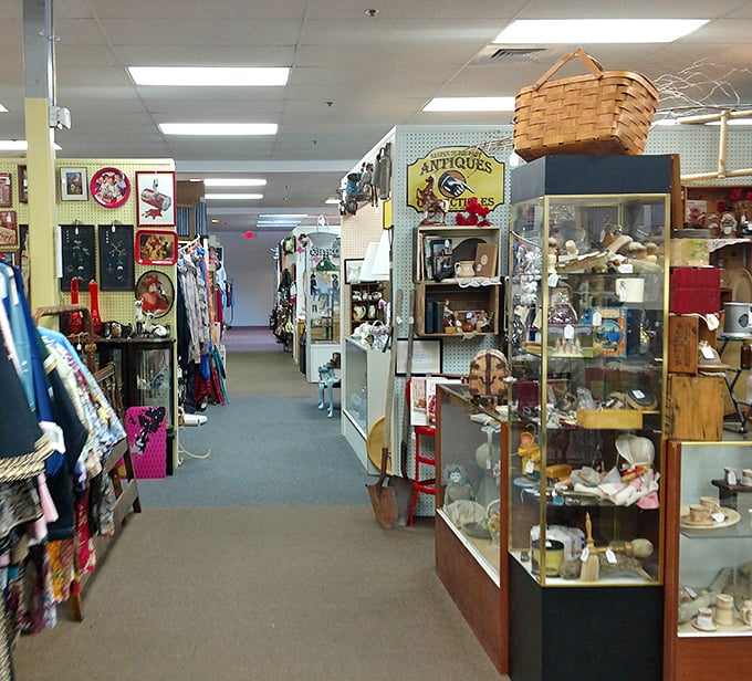 Display cases and pegboard walls create the perfect backdrop for countless small treasures &ndash; like a museum where everything's for sale.