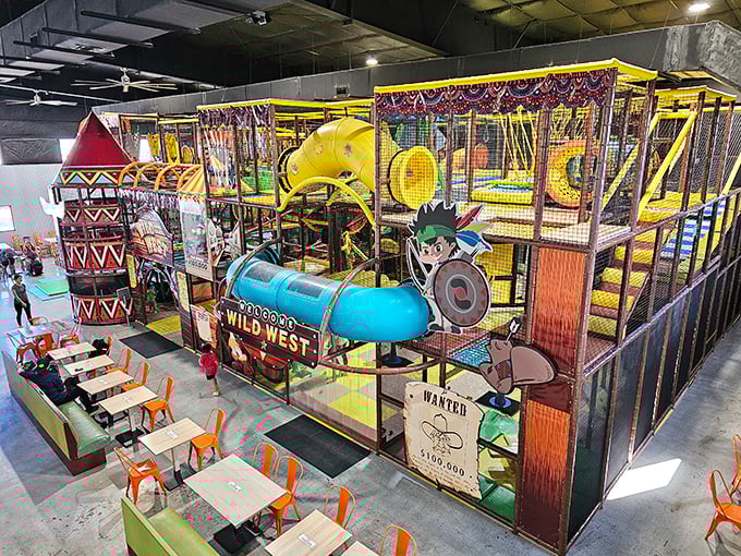 The Wild West meets modern play at Arrows Active Play Park, where young explorers can burn energy while parents enjoy a much-needed coffee break.