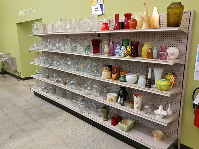 The glassware aisle: where your mismatched collection can finally achieve that "curated eclectic" look home magazines charge designers thousands to create.