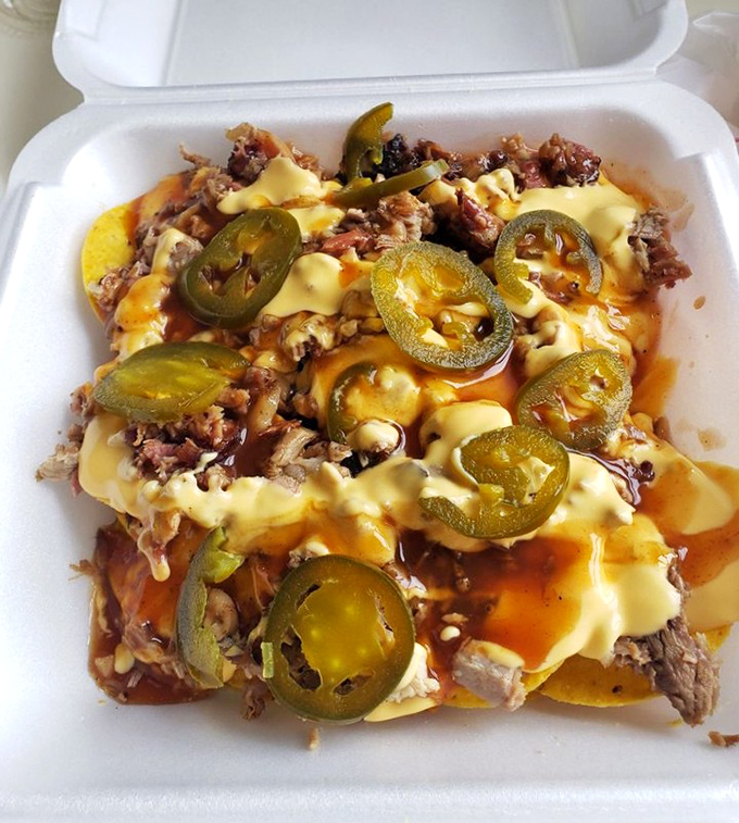 BBQ nachos: where Memphis meets Mexico in a glorious collision of cheese, jalape&ntilde;os, and smoky pulled pork. Innovation never tasted so good.