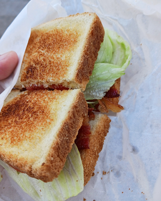 A perfectly executed BLT&mdash;the humble sandwich that separates good diners from great ones. Crisp lettuce, toasted bread, and bacon cooked just right.