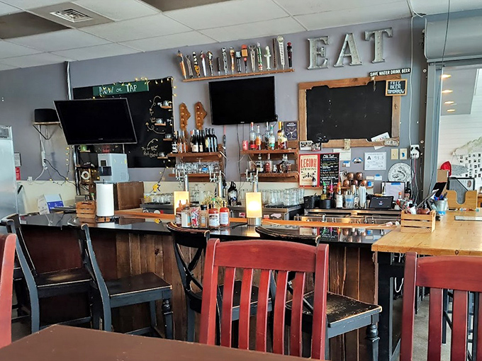 The bar area: where barbecue pilgrims gather to worship at the altar of craft beer and smoked meat camaraderie.
