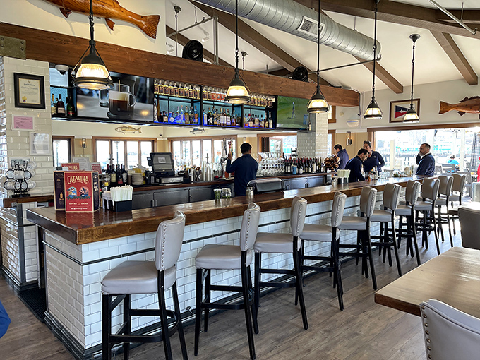 The bar at Bluewater Avalon isn't just a place to order drinks&mdash;it's command central for spectacular harbor views and seafood dreams.