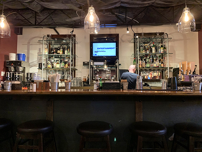 The well-stocked bar area proves Scrambled takes brunch cocktails as seriously as their benedicts&mdash;commitment we can appreciate.