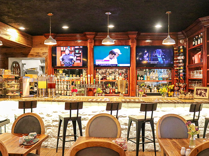 A bar stocked for serious sipping, with TVs for those who need to check the score between bites of brilliance.