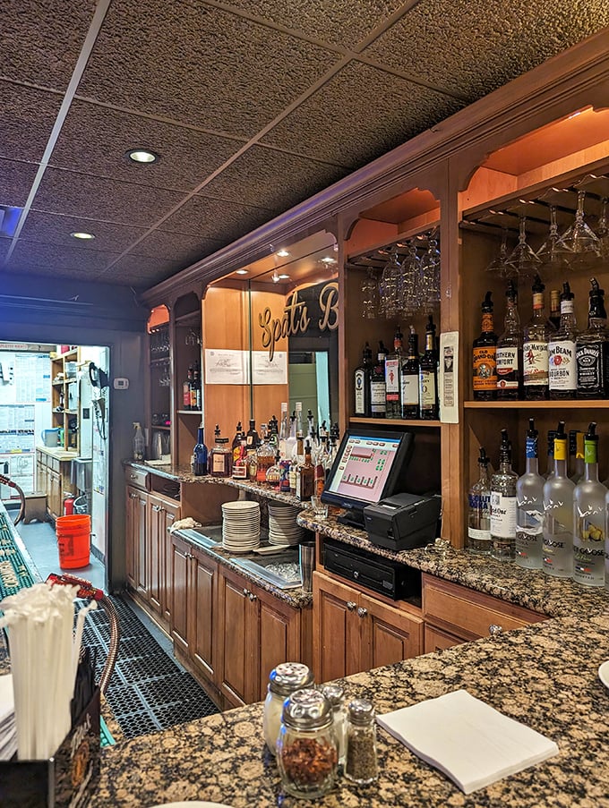 The bar's wooden finishes and granite countertop speak to Federici's blend of tradition and quality&mdash;a place where everybody might actually know your name.